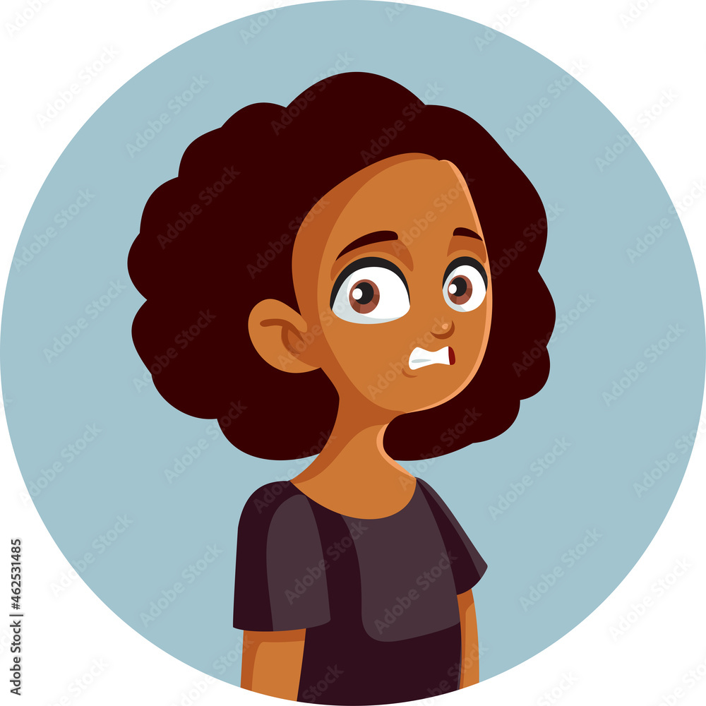 Poster Teen Girl Cringe Face Expression Vector Cartoon – Wall Art ...