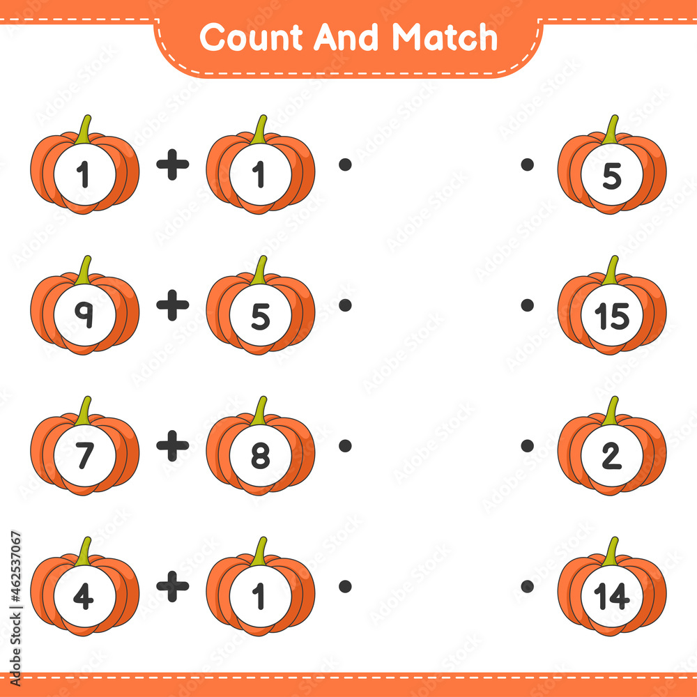 Count and match, count the number of Pumpkin and match with the right ...