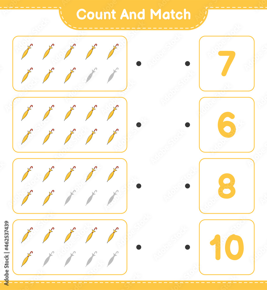 Count and match, count the number of Umbrella and match with the right ...