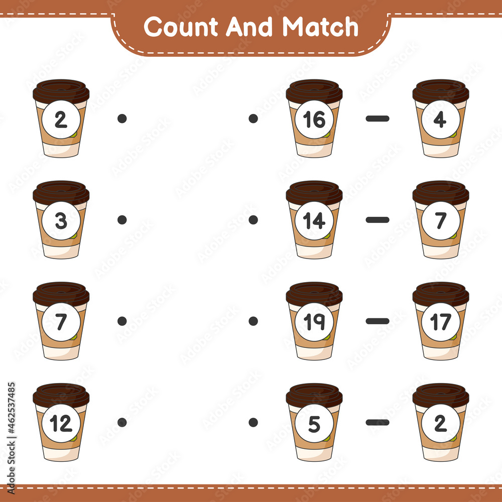 Count and match, count the number of Tea Cup and match with the right ...
