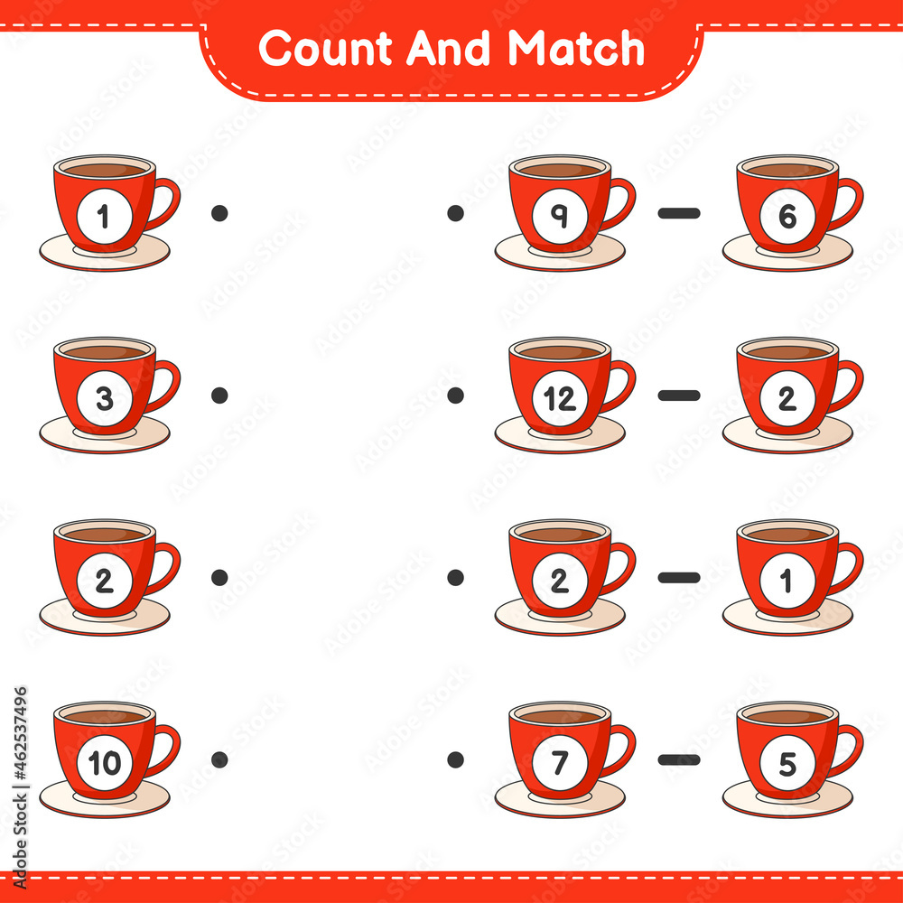 Count and match, count the number of Coffee Cup and match with the ...