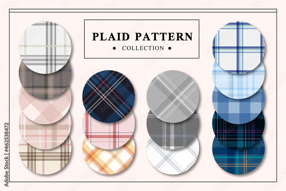 Plaid pattern fabric sample swatch design element vector set Stock ...