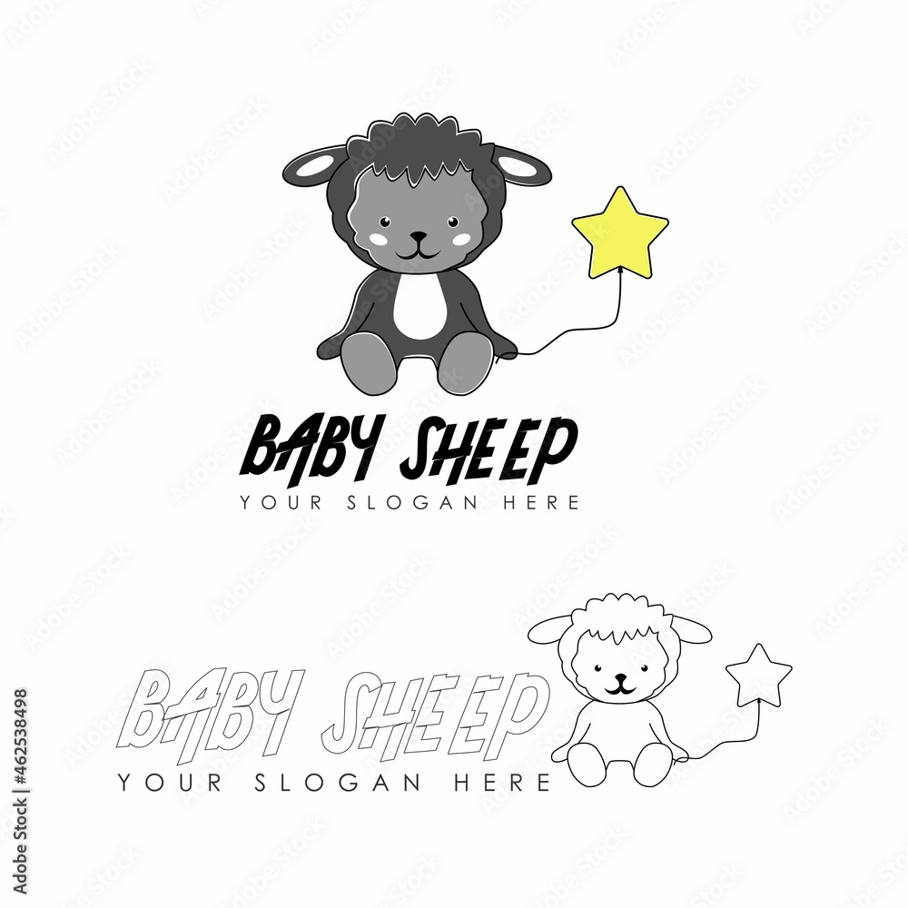 Little black sheep who was moody and holding a toy image graphic icon ...
