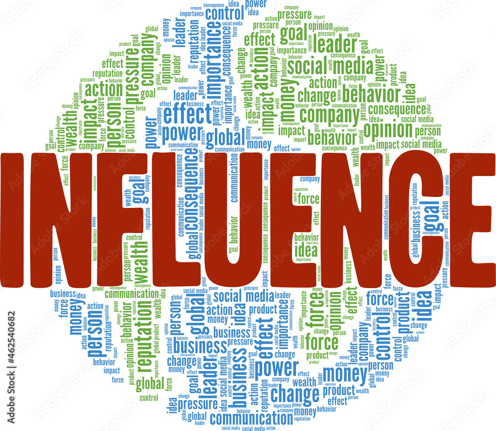 Influence vector illustration word cloud isolated on white background ...