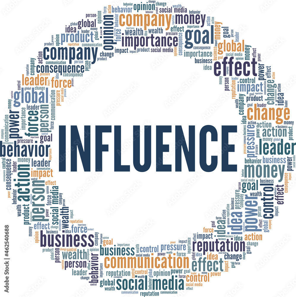 Influence vector illustration word cloud isolated on white background ...