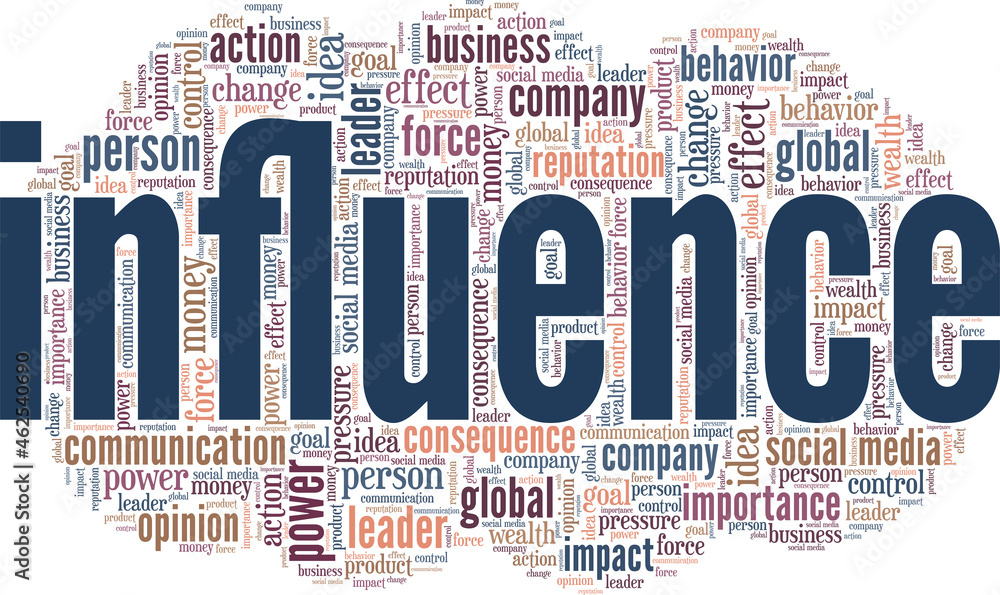 Influence vector illustration word cloud isolated on white background ...