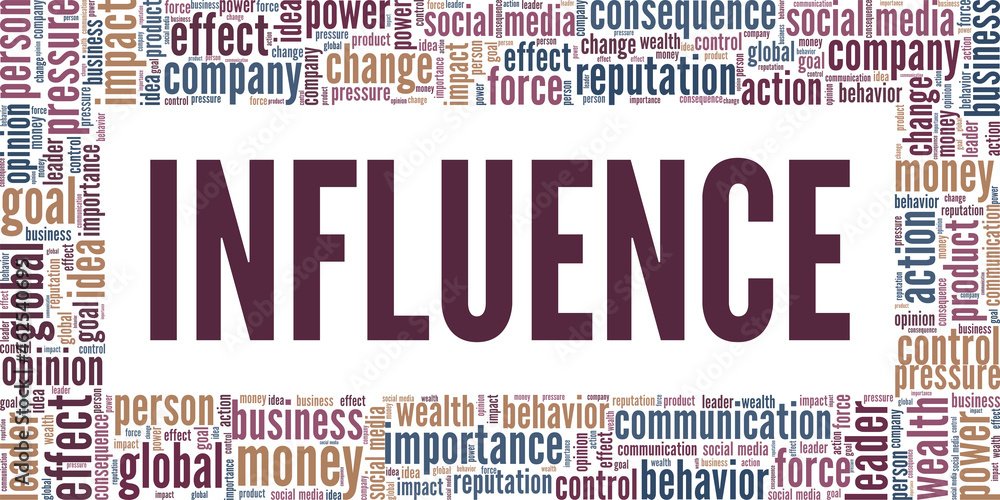 Influence vector illustration word cloud isolated on white background ...