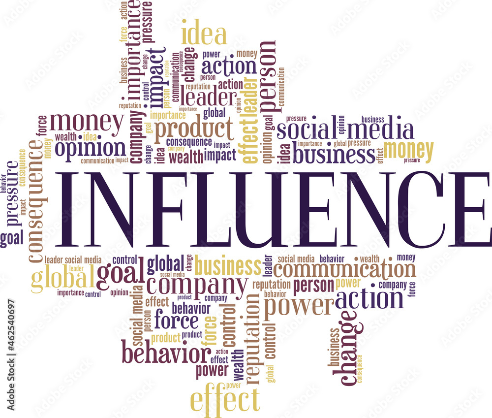 Influence vector illustration word cloud isolated on white background ...