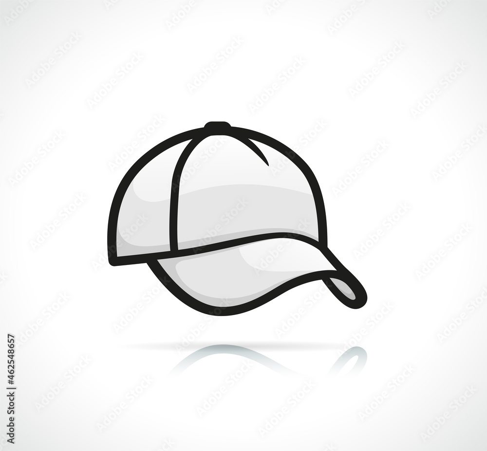 baseball cap white cartoon illustration Stock Vector | Adobe Stock