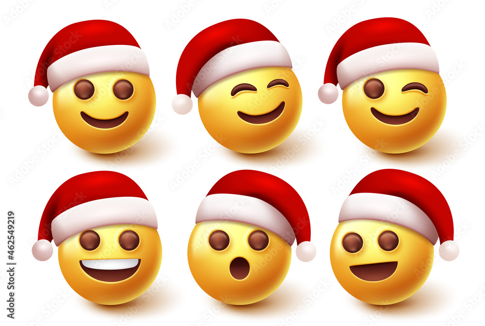 Smiley santa christmas character vector set. Santa claus emoji ...