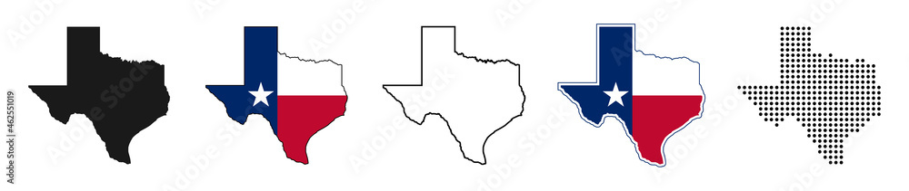 Texas map icon set. Texas map symbol isolated on white background ...