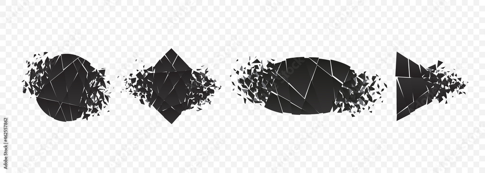Shape explosion broken and shattered flat style design vector ...