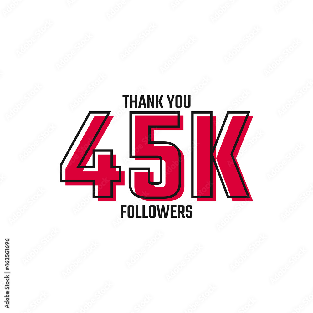 Thank You 45 K Followers Card Celebration Vector Post Social Media ...