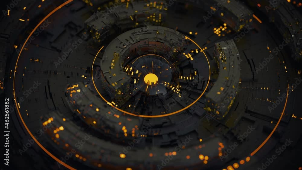 Black rotating circle elements. Computer generated abstract motion ...