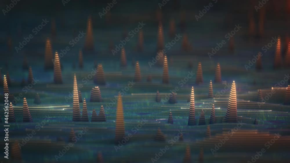 Sine signal curves. Futuristic technology background. Seamless loop 3D ...