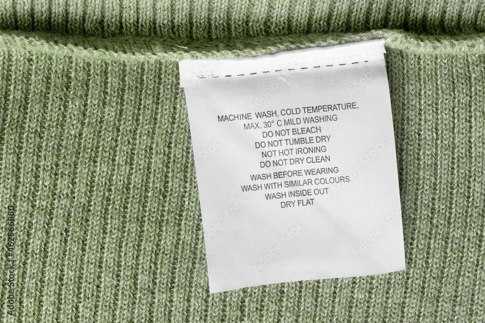 Care instructions label Stock Photo | Adobe Stock