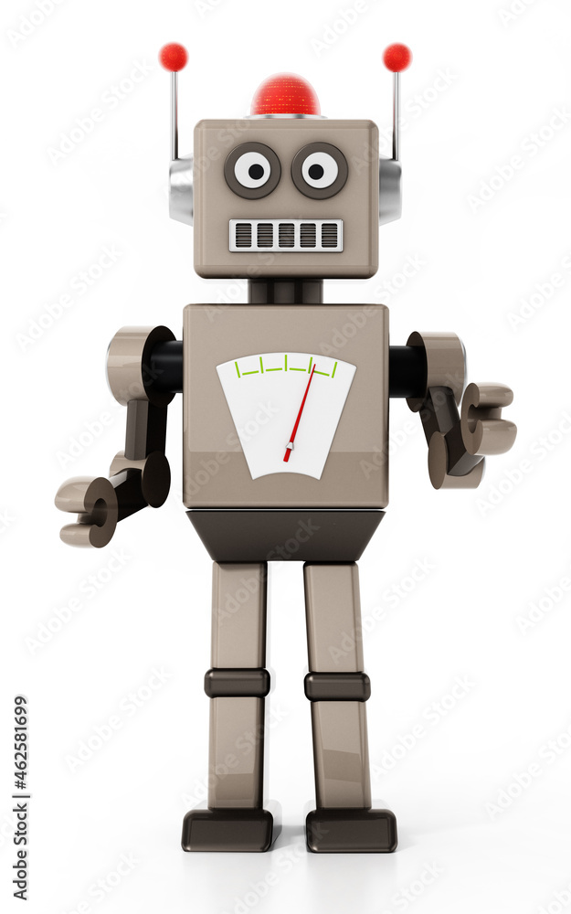 Vintage generic robot isolated on white background. 3D illustration ...
