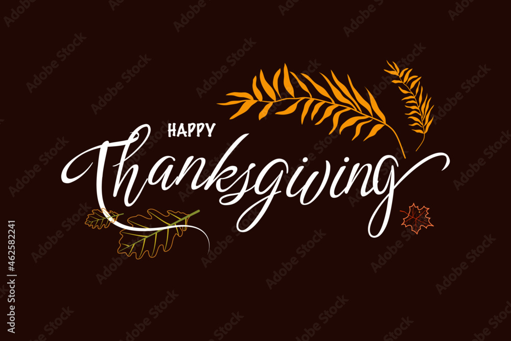 Happy Thanksgiving wish written with elegant calligraphic script and ...