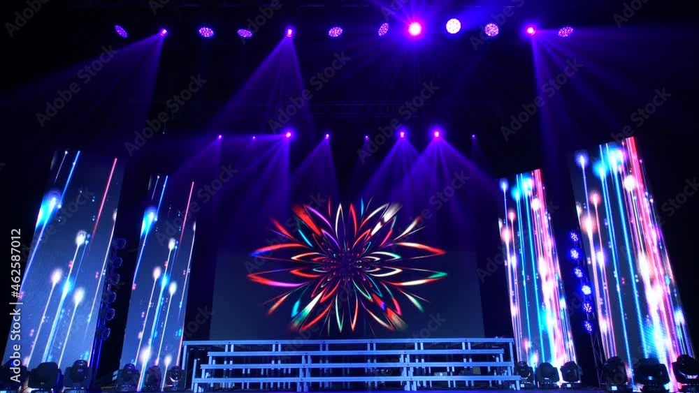 Animation of stage lights frame. Bright shiny stage lights flashing ...