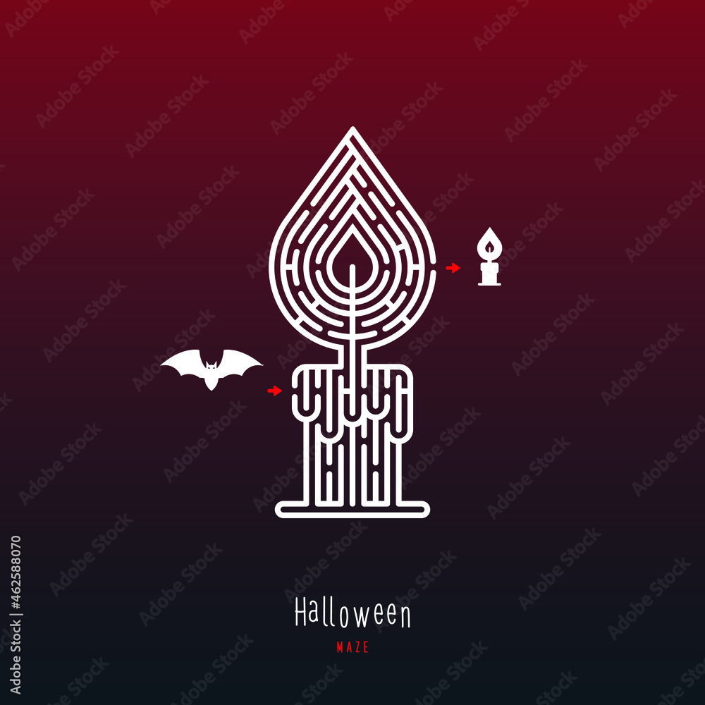 Abstract maze candle. Game for children and parents. Puzzle for kids ...