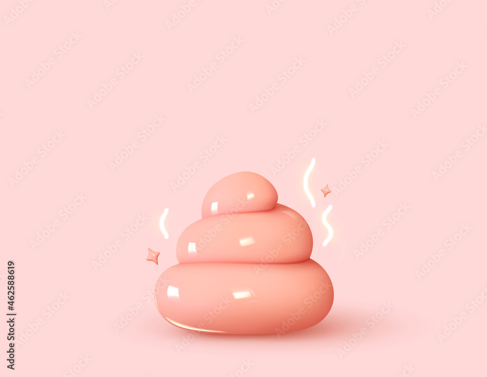 Poop pink color, cartoon realistic 3d design. Vector illustration Stock ...