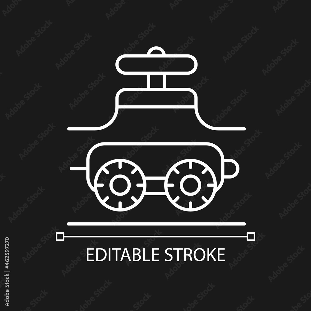 Pipe-inspecting robots white linear icon for dark theme. Robotic ...