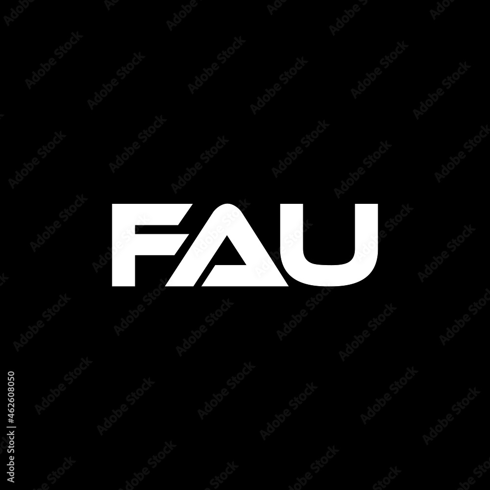 FAU letter logo design with black background in illustrator, vector ...