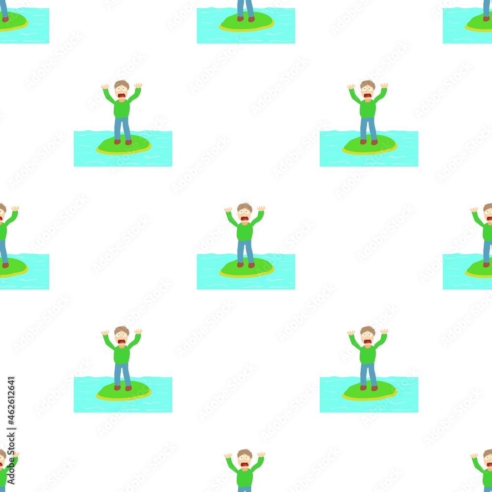 Hydrophobia concept. Cartoon illustration of a man suffering from the ...