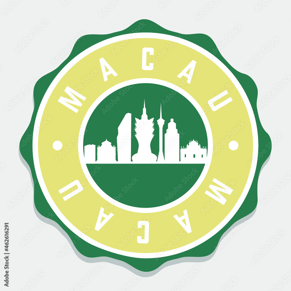 Macao Badge City Vector Seal. National Symbol Skyline Stamp Design Icon ...