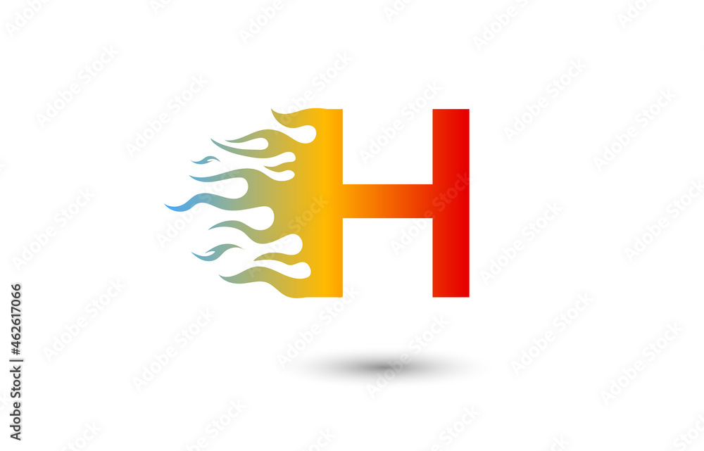 H letter fire logo design in a beautiful red and yellow gradient. Flame ...