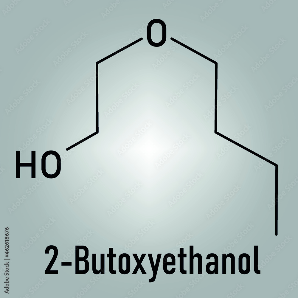 2-Butoxyethanol solvent and surfactant molecule. Skeletal formula ...