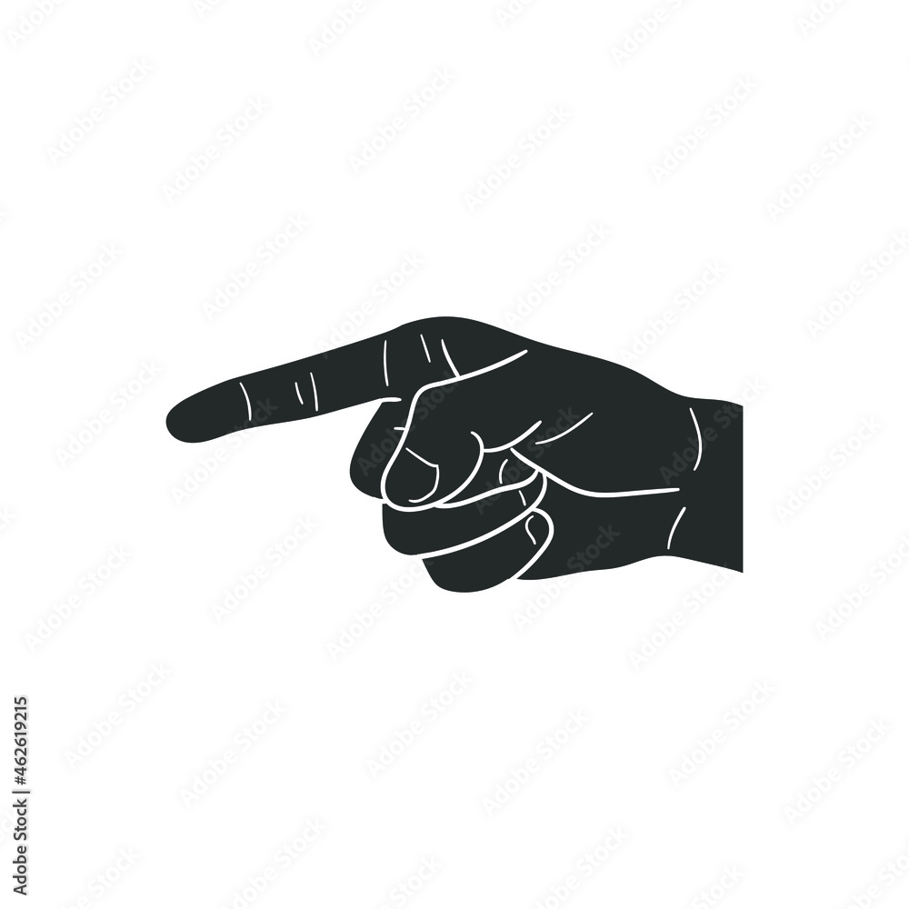 Pointing Hand Icon Silhouette Illustration. Gesture Vector Graphic ...