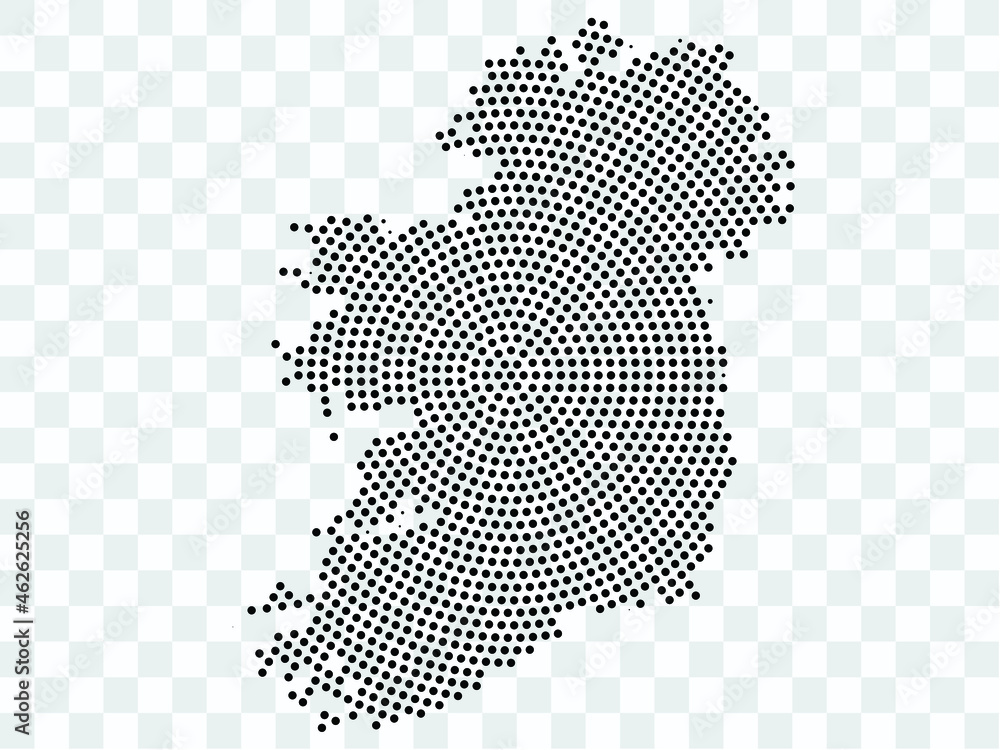 Abstract black map of Ireland - planet dots planet, isolated on ...