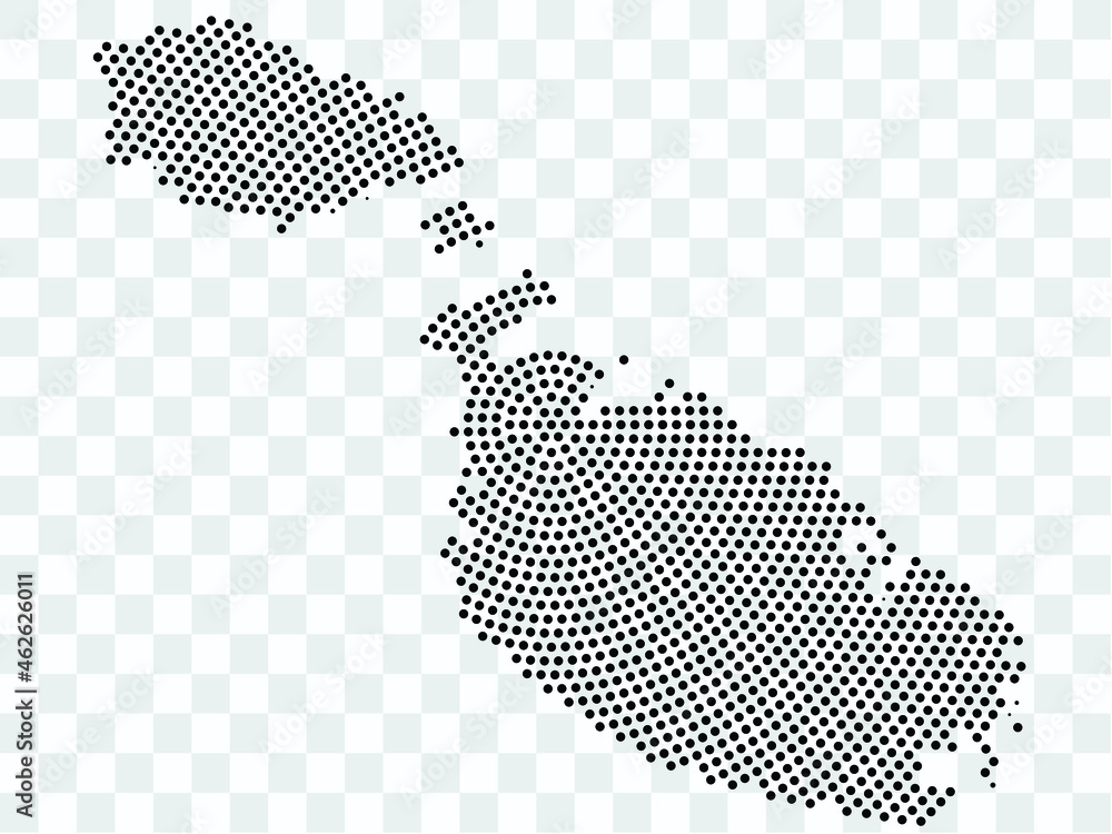 Abstract black map of Malta - planet dots planet, isolated on ...