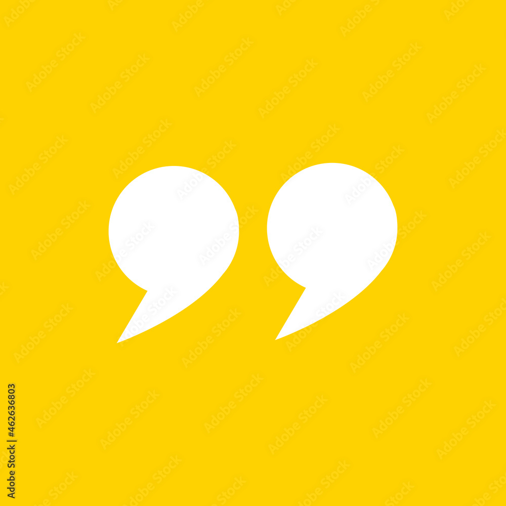 Vector Quotation Marks, White Symbol on Bright Yellow Background ...