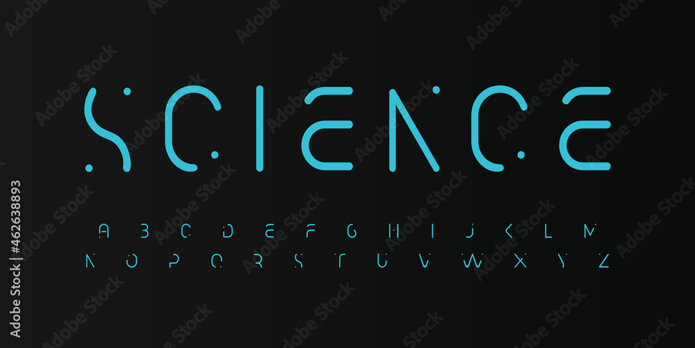 Science font melt alphabet smooth letters. Modern science logo ...