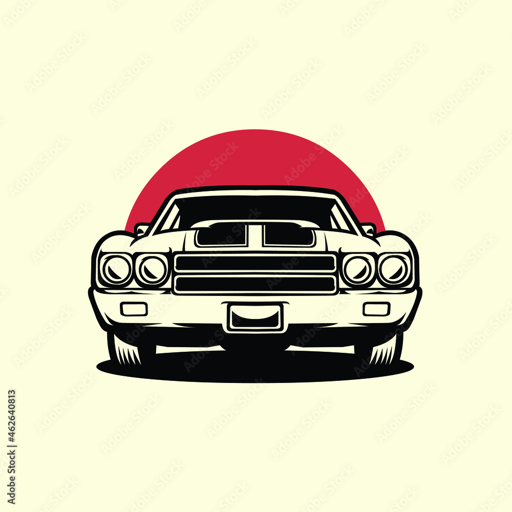 Classic muscle car illustration front view vector design Stock Vector ...