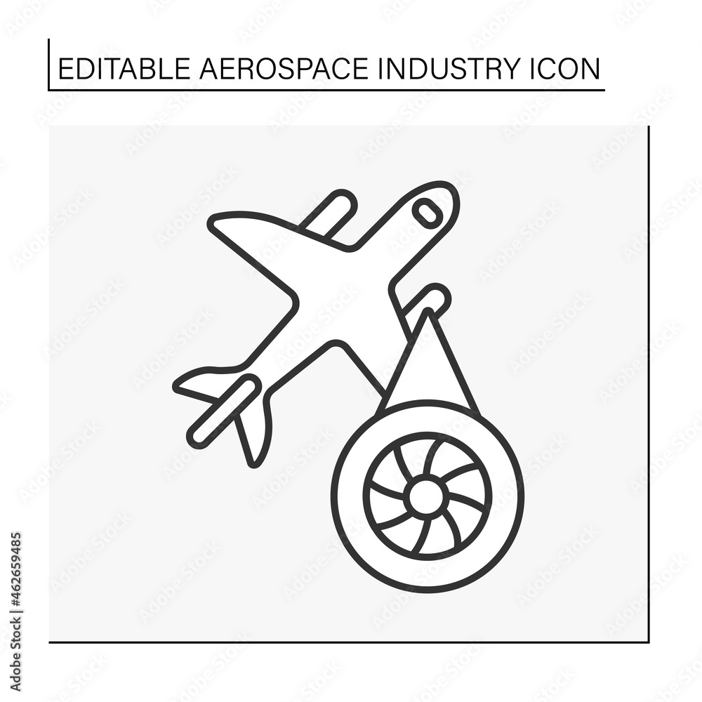 Aeroplane engine line icon. Aircraft. Generator of mechanical power ...