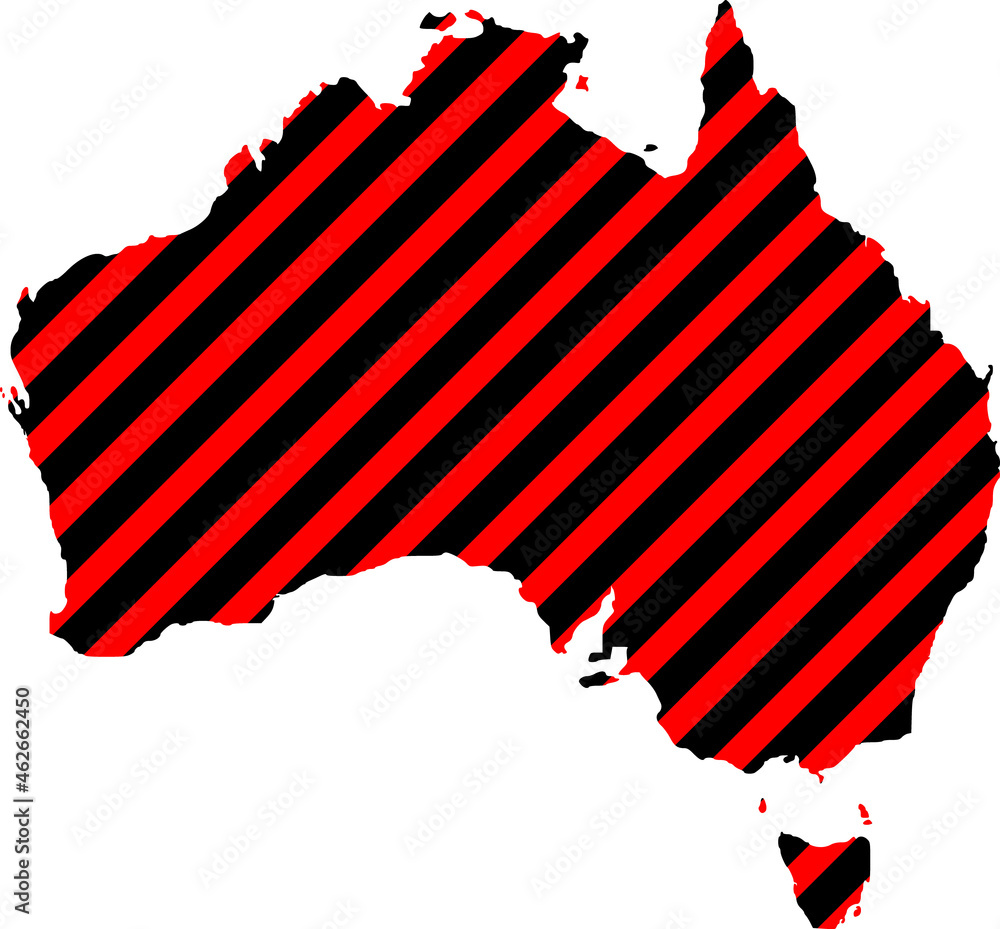 Raster Australia map illustration, red highlighted hatched area ...