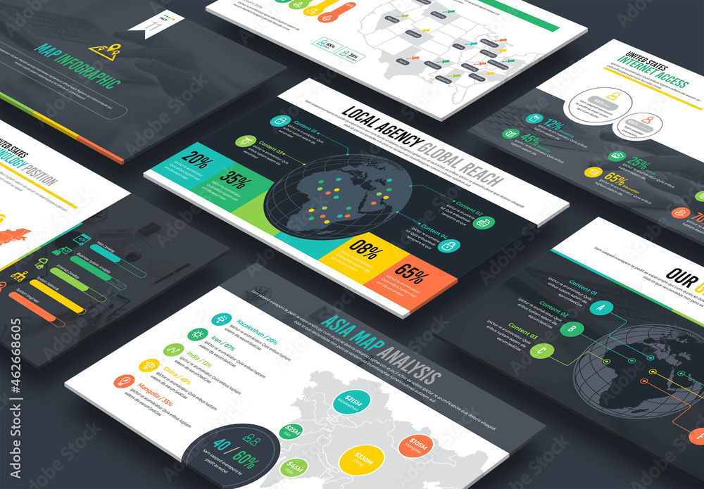 Map Infogrphic Presentation Layout Stock Template | Adobe Stock