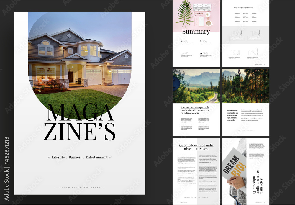 Minimalist Magazine Booklet Layout Stock Template | Adobe Stock
