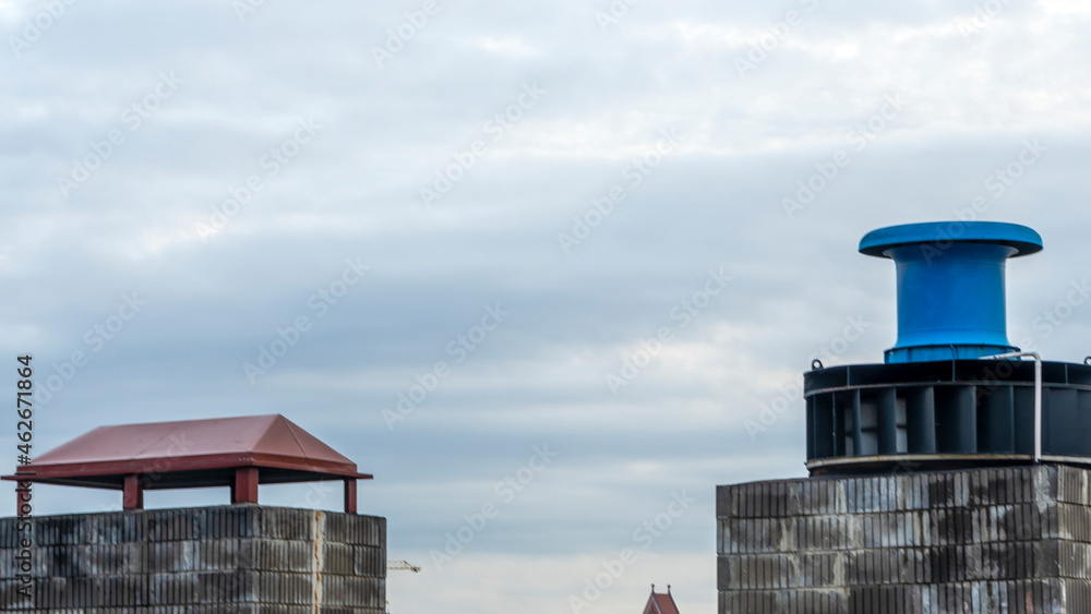 Rooftop ventilation. Large ventilation shaft. Part of the ventilation ...