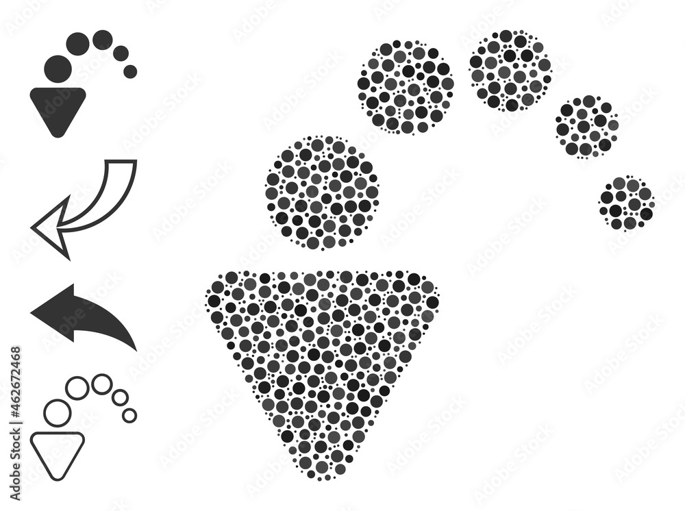 Circle collage undo. Vector mosaic is based on undo icon, and organized ...