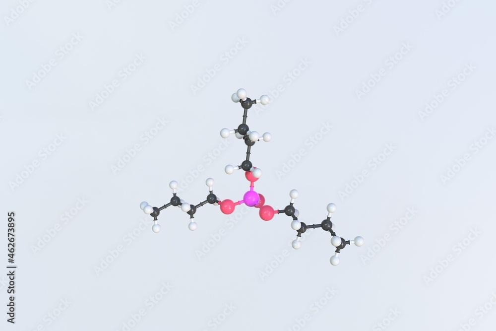 Tributyl phosphate molecule made with balls, scientific molecular model ...
