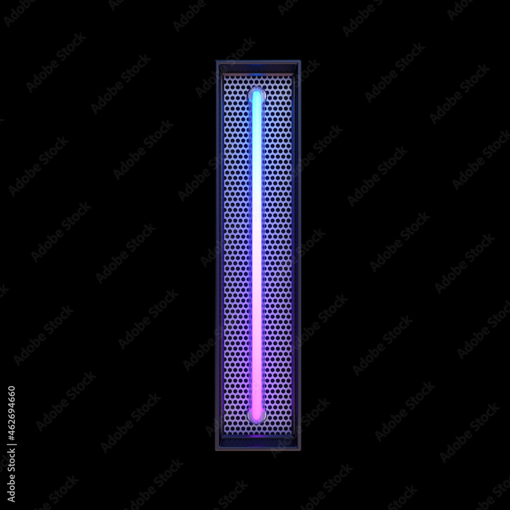 Neon retro Light Alphabet letter I isolated on a black background with ...