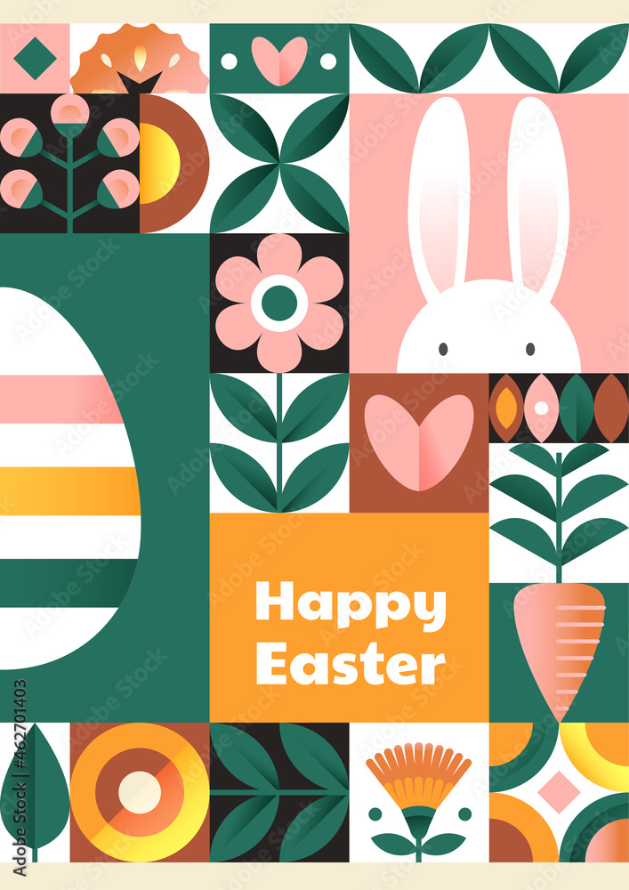 Easter card. Geometric design. Unusual patterns for printing on fabric ...