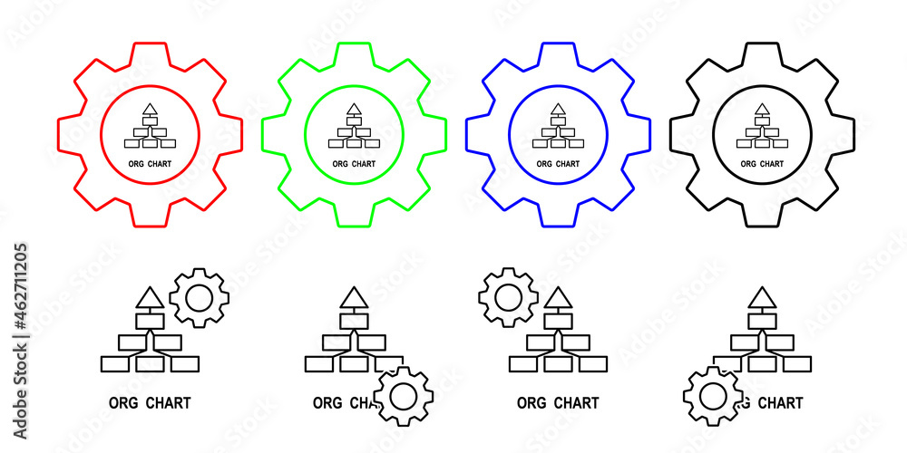 Organizational chart vector icon in gear set illustration for ui and ux ...