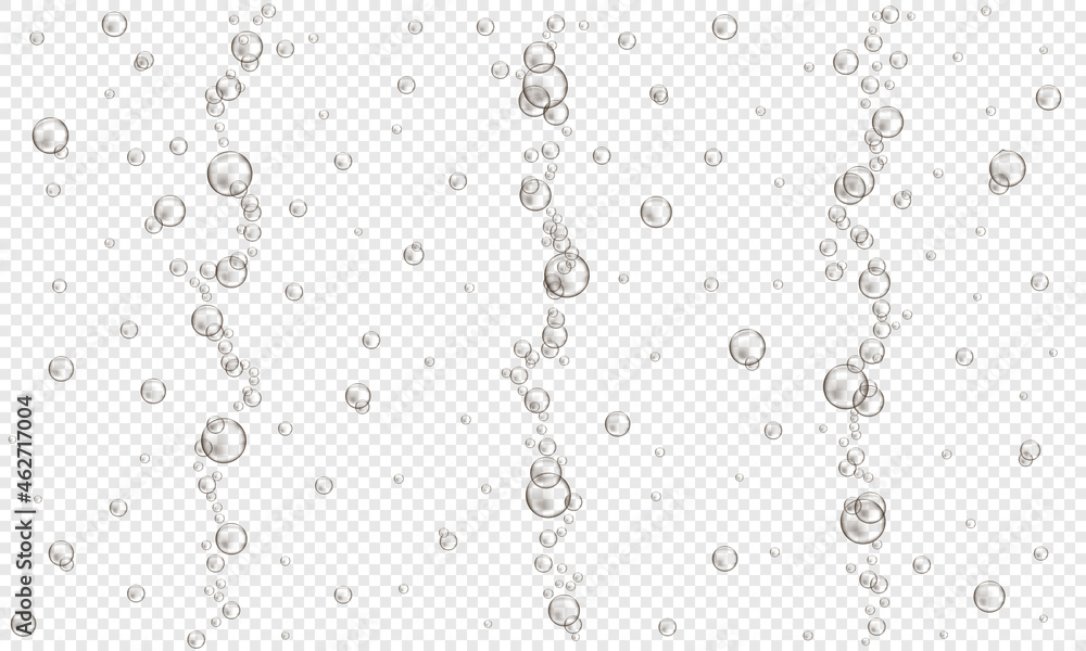 Oxygen bubbles on transparent background. Fizzy carbonated drink ...