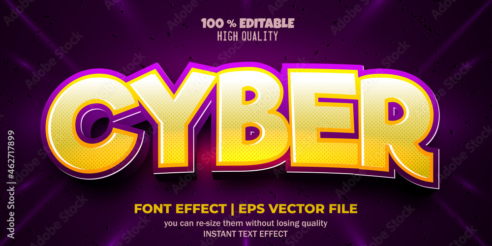 editable font effect cyber text style Stock Vector | Adobe Stock