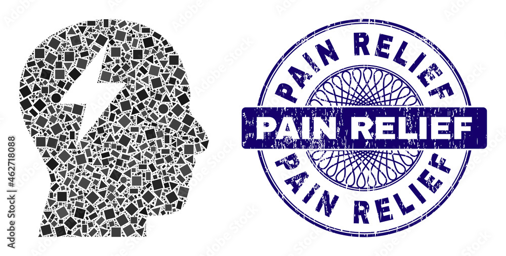 Geometric mosaic brainstorming, and Pain Relief textured seal print ...